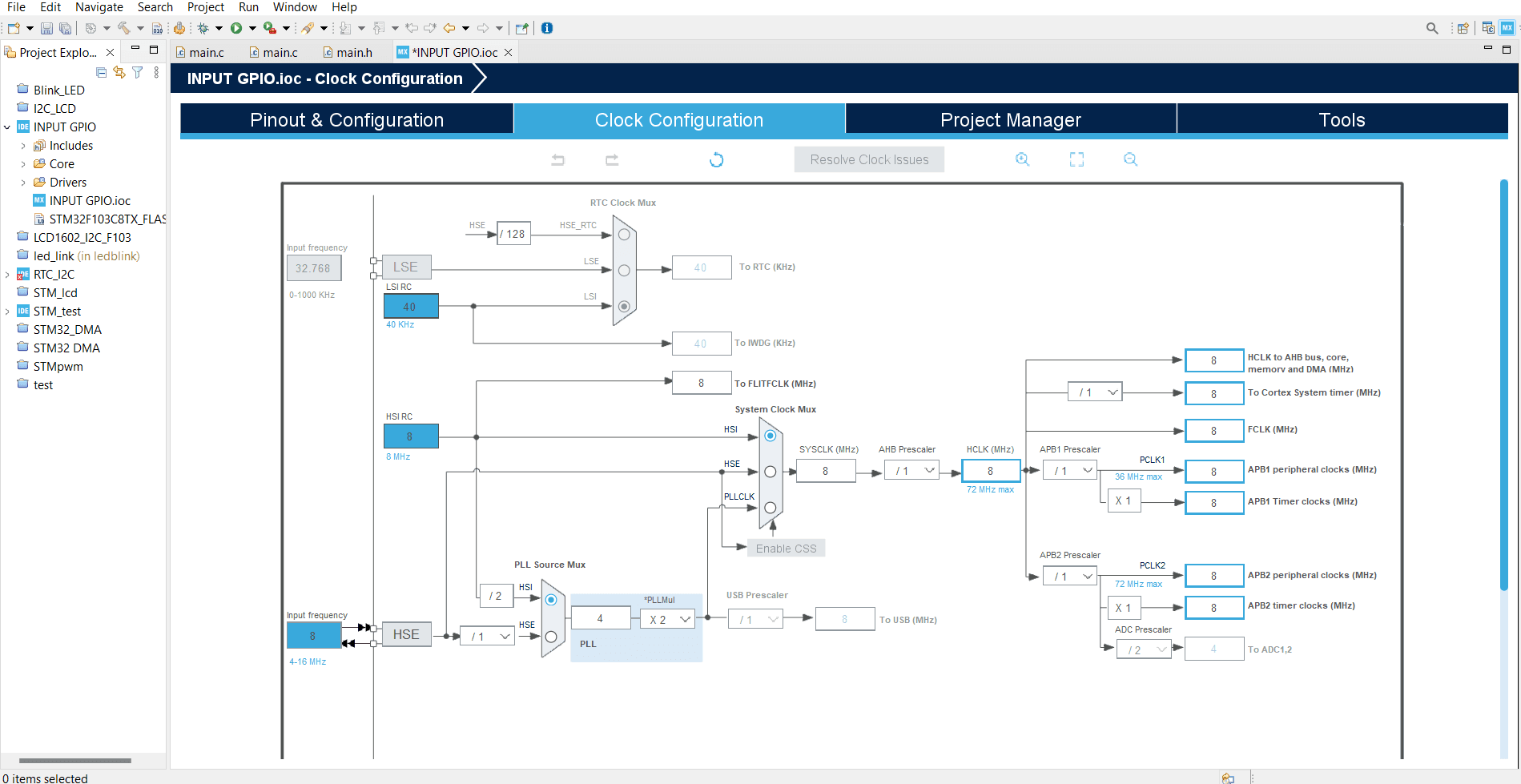 GPIO Input and Output Mode Configuration in STM32 Controll