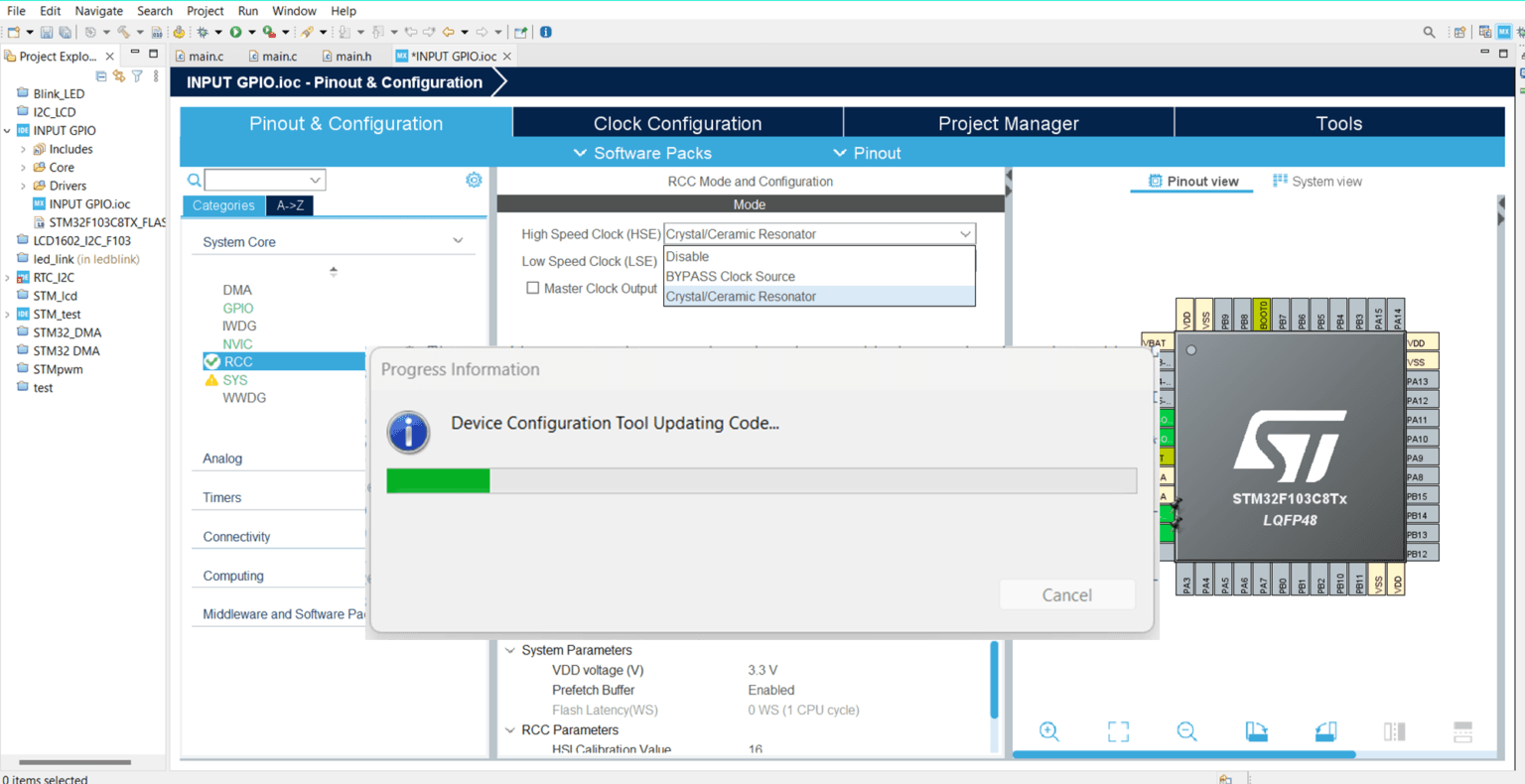 GPIO Input and Output Mode Configuration in STM32 Controll