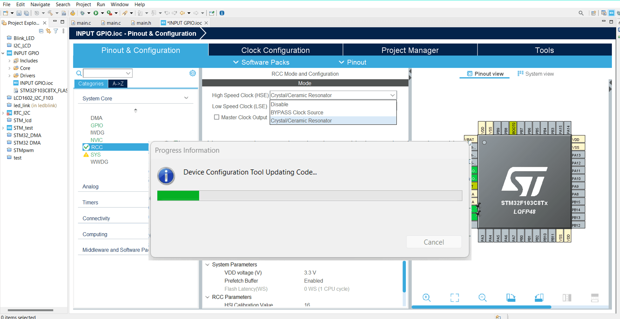 GPIO Input and Output Mode Configuration in STM32 Controll