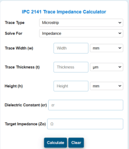 Online IPC 2141 Trace Impedance Calculator