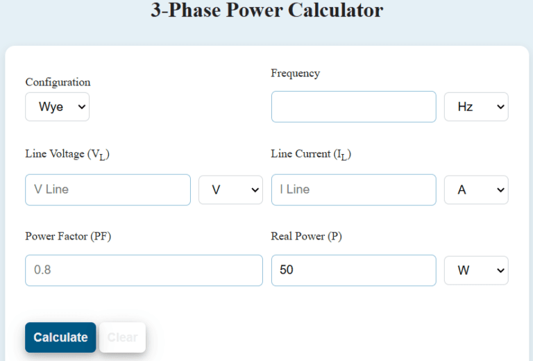 Online 3-Phase Power Calculator